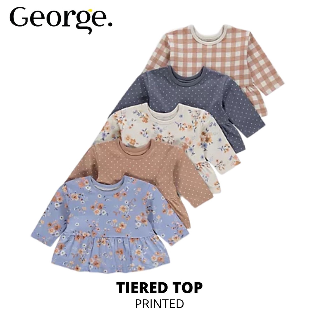 George UK Light Tan Printed Tiered Tops 5 Pack (V-UK) | Shopee Malaysia