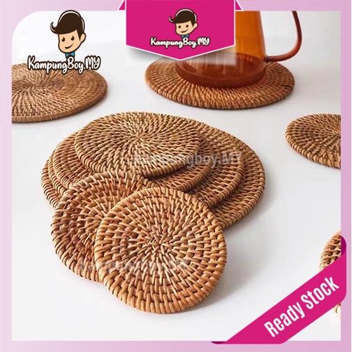 [Grade A] Rattan Coaster Placemat Round Heat Insulation Mat for Plate ...