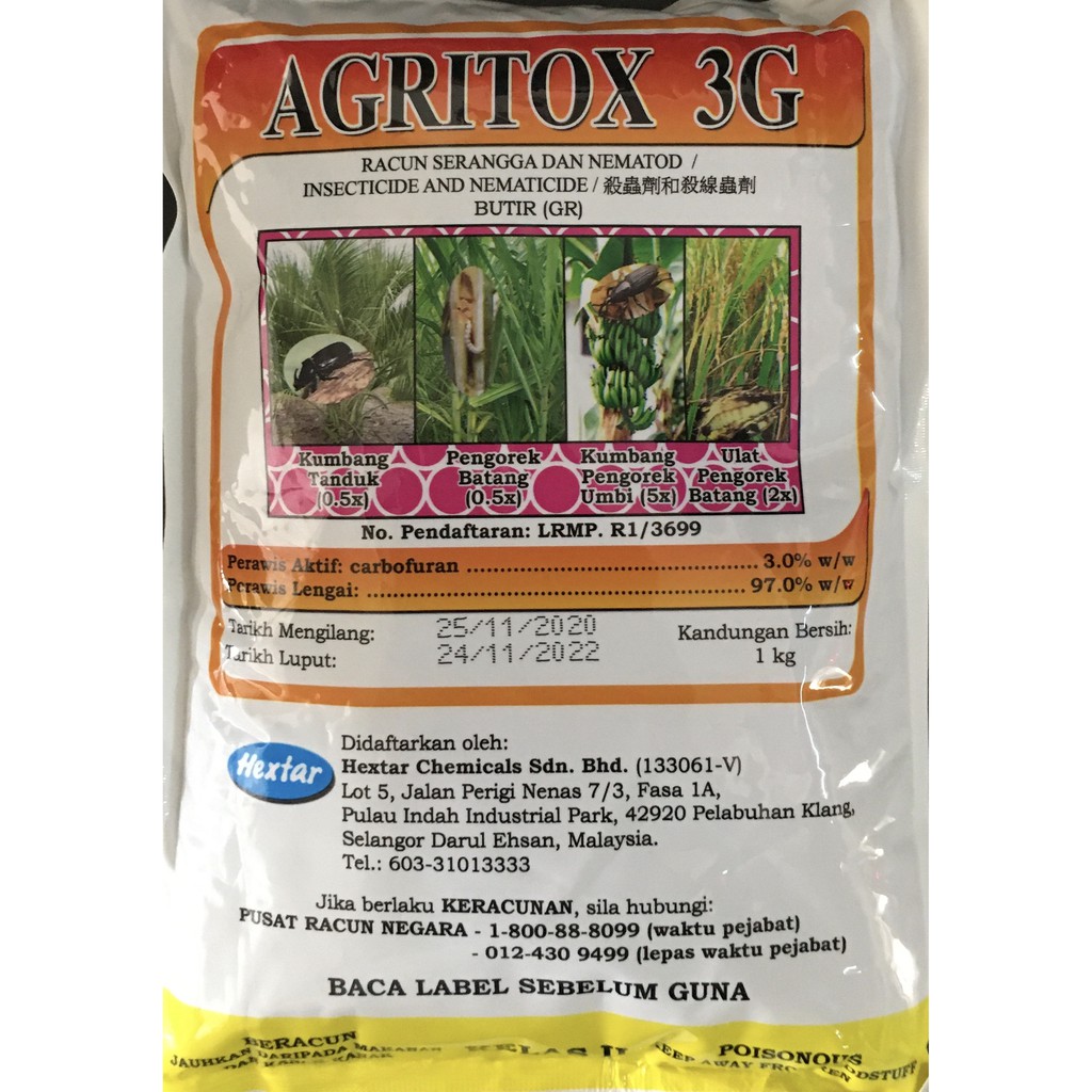 * ORIGINAL * 1kg Agritox 3G / racun serangga / kumbang tanduk ...