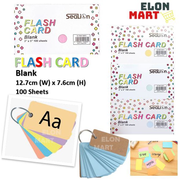 Colour Flash Card Blank 100 Sheets For Baby Kids DIY Early Learning ...