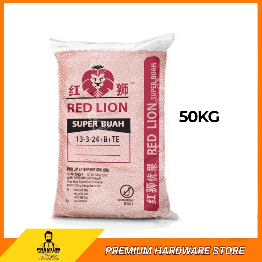 RED LION Red Fertilizer NPK 13-3-24-B+TE (Super Buah) 50kg Big Fruit ...