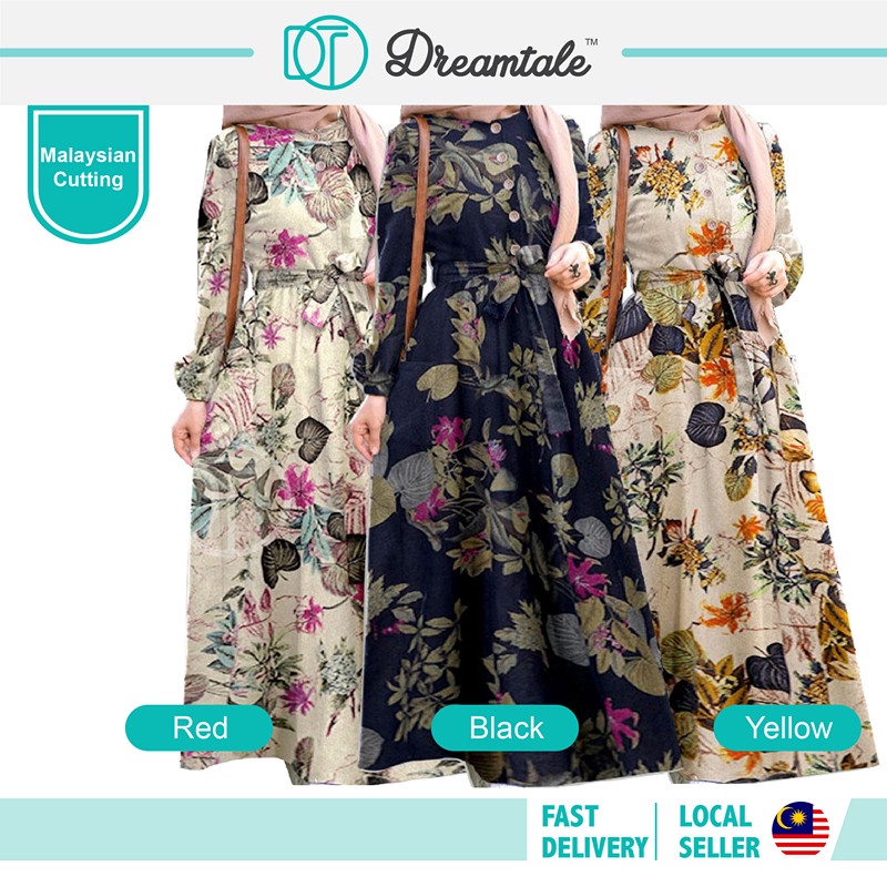 Dreamtale Jasenia Muslimah Wear Dress Muslimah Autumn Leaves Cotton ...