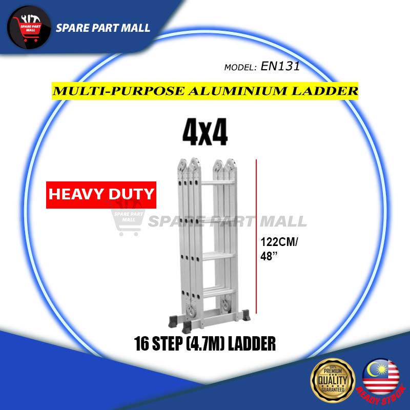 MULTIPURPOSE ALUMINIUM LADDER (HEAVY DUTY) 12 16 20 24 STEP/ ADJUSTABLE ...