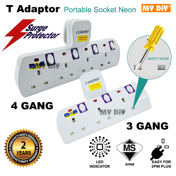 Mydiyhomedepot Sirim T Adaport Extension Switch Scoket T Extension Switch Socket Adapter