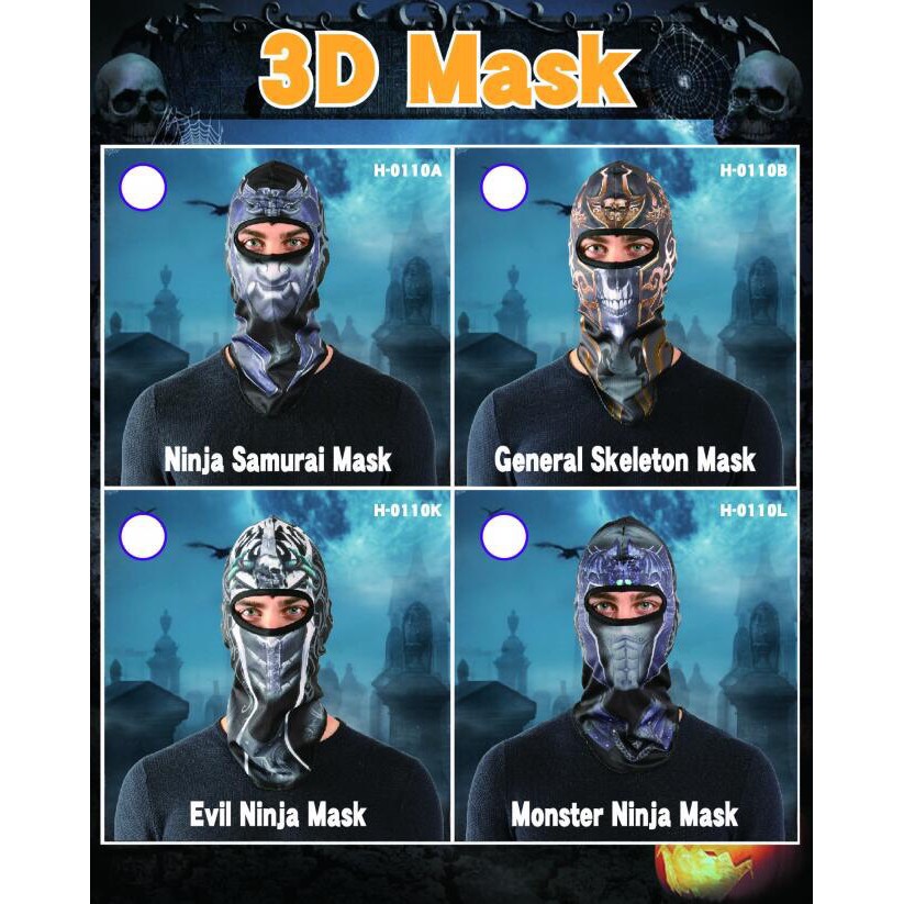 Halloween 3D Ninja Full Face Mask Cosplay Festival Parties Costume ...