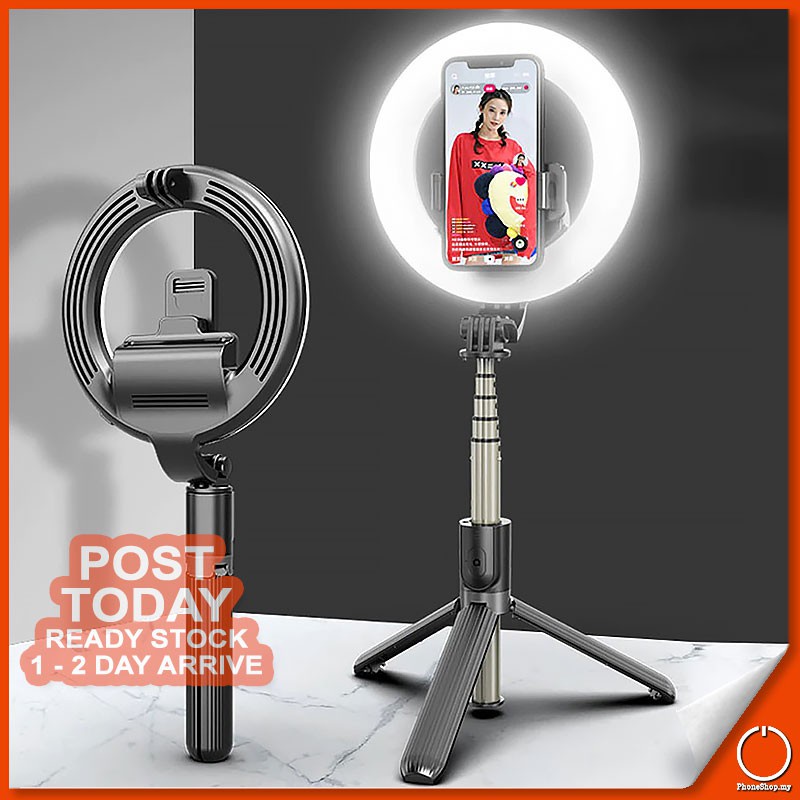 𝟯 𝗠𝗢𝗗𝗘𝗦 L07 Beauty Lamp Tripod Ring Light Selfie Stick Monopod 360 ...