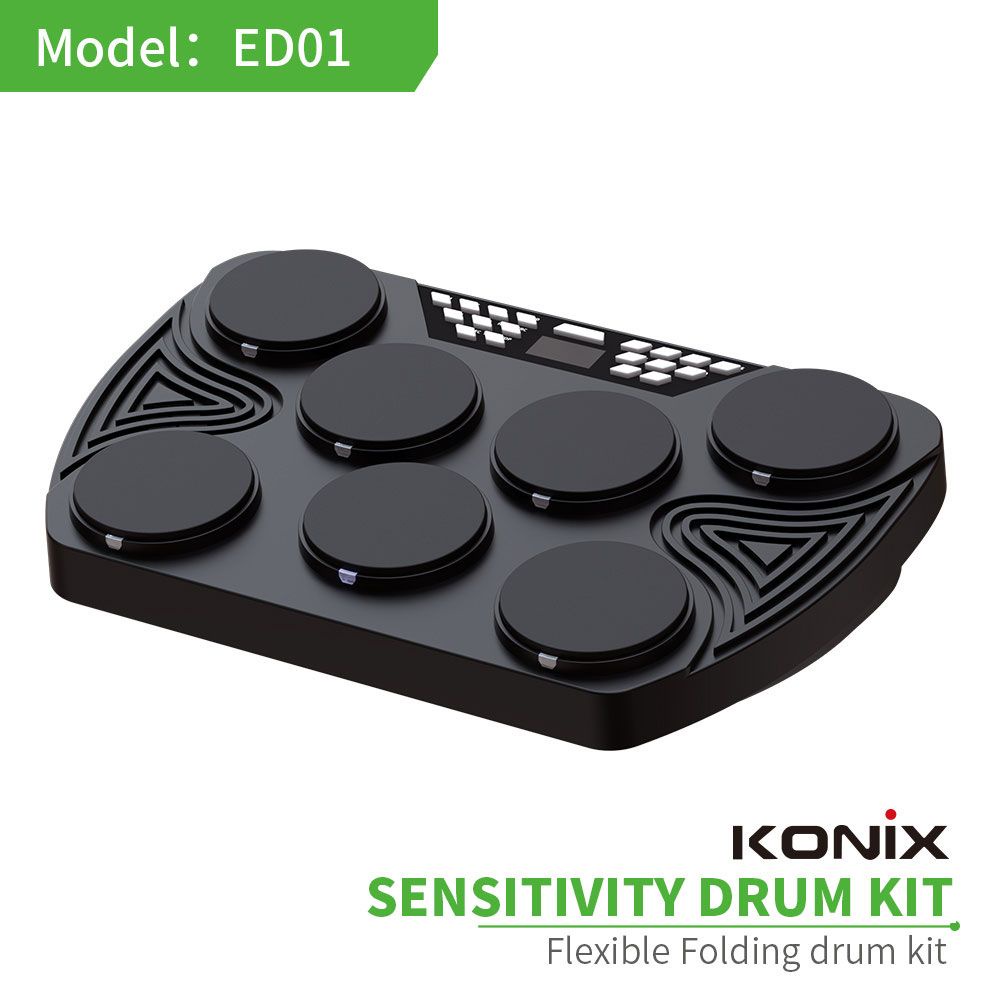 Konix ED-01 Portable 7-Pad Electronic Drum Kit, Bluetooth Midi and ...