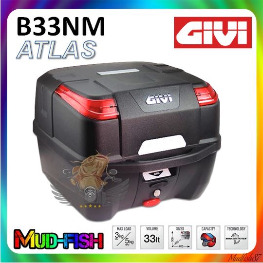 GIVI B33 B33NM ATLAS MONOLOCK TOP CASE, BOX 33L (RED) | Shopee Malaysia