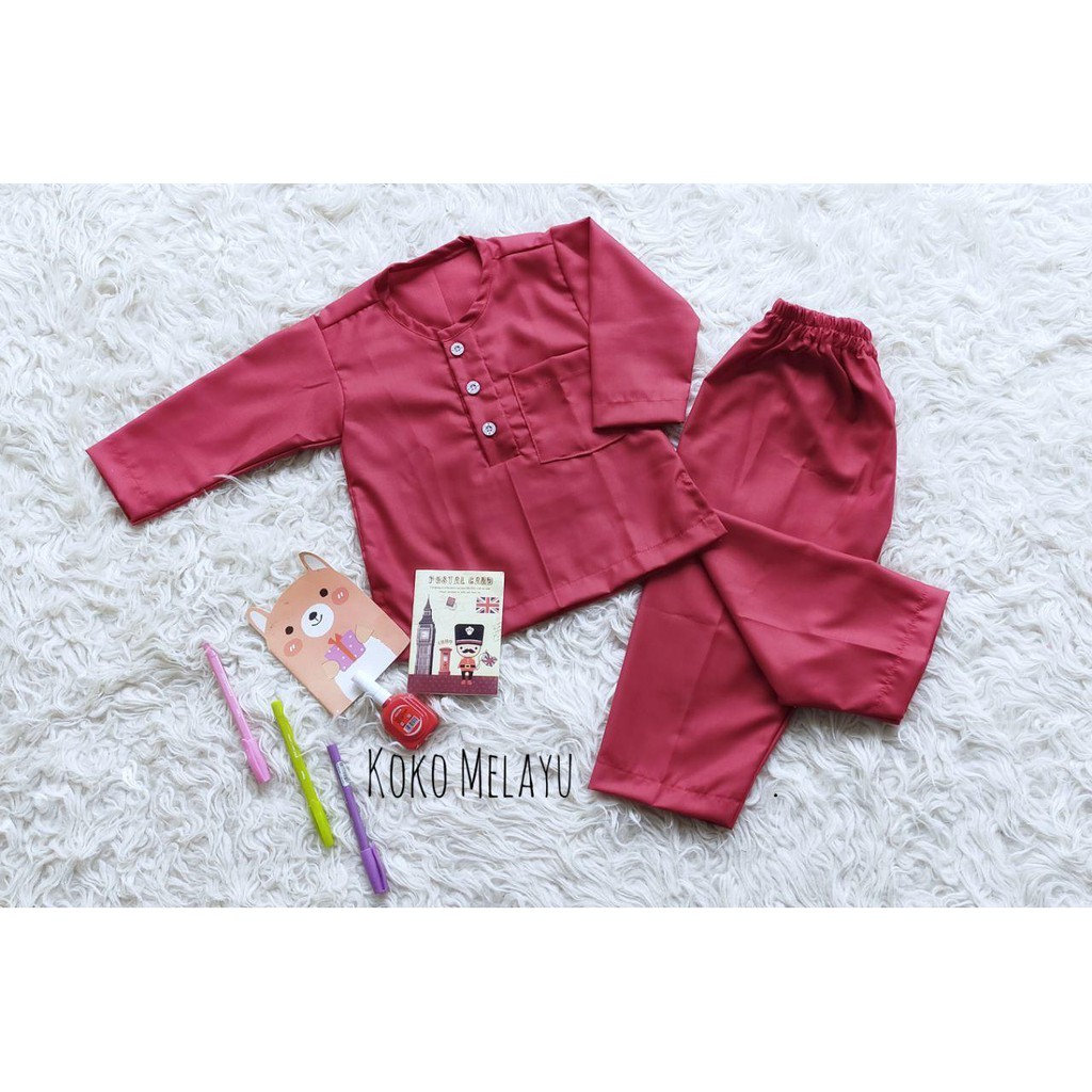 Malay Koko Maroon Color | Boy's suit | Adult suit | Children's Koko ...