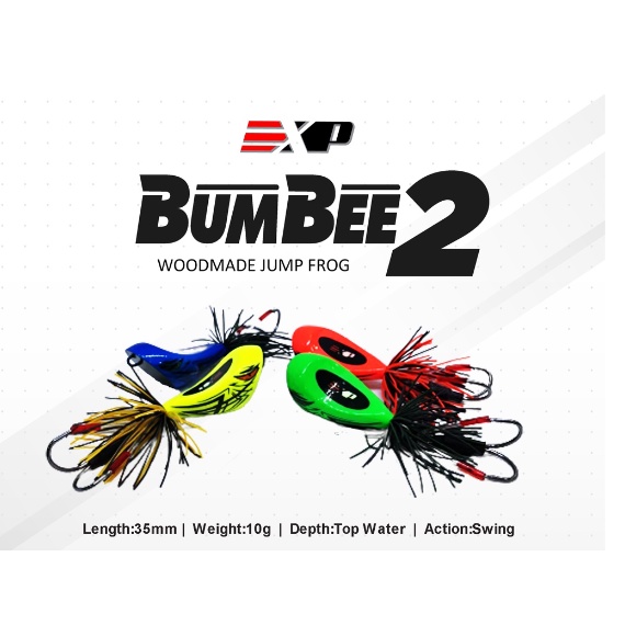 EXP Bum Bee 2 Jump Frog Wood Snakehead Fishing Lure Haruan Toman Katak Casting frog bait ...