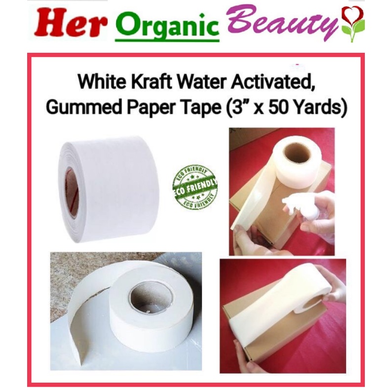White Kraft Water Activated Gummed Paper Tape (3”x 50 Yards) | Shopee ...