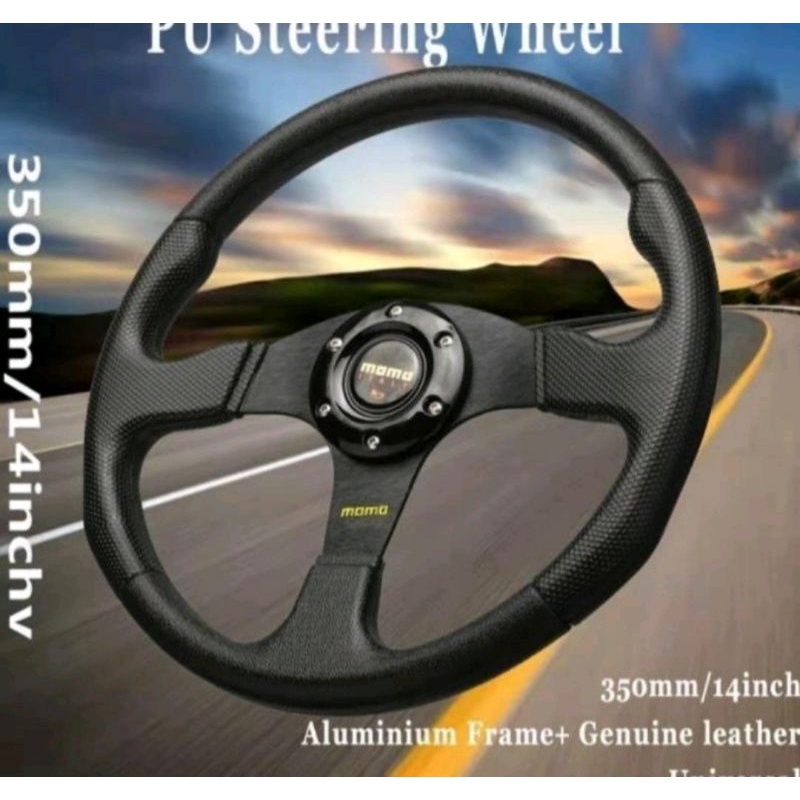 MOMO 14 INCH SPORT RACING STEERING WHEEL CAR UNIVERSAL 5128 black | Shopee Malaysia