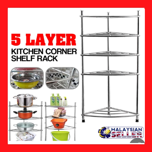 5 Layer Corner Kitchen Storage Shelf Rack | Shopee Malaysia