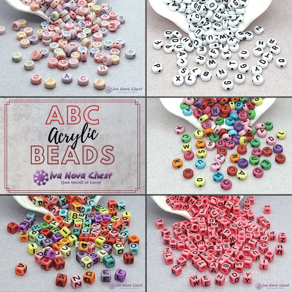 Acrylic Beads ABC Alphabet Mixed Colour Choose Your Set 60PCS | Shopee ...