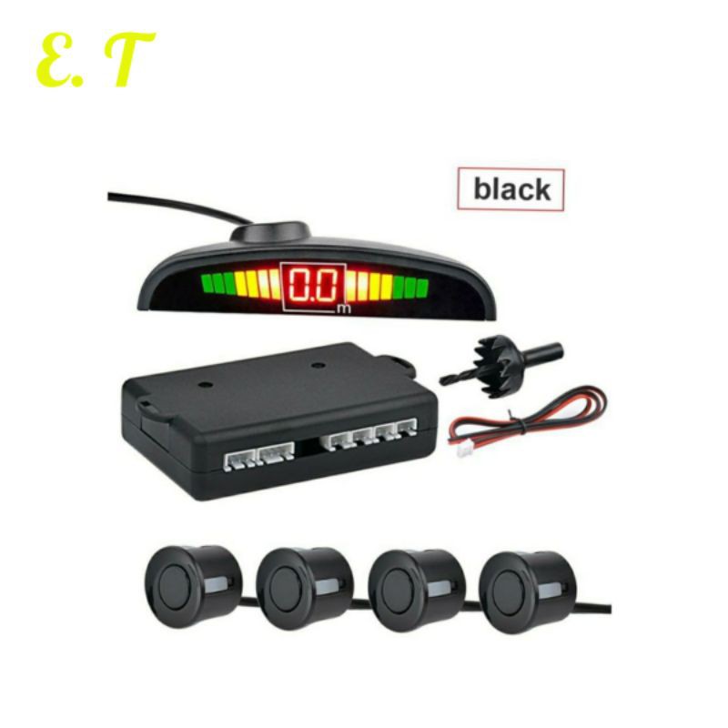 Premium Car Parking Sensor Kit Front Back 4 Sensors LED Display Reverse ...