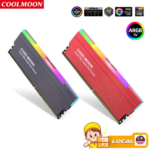 CoolMoon ARGB RAM Heatsink 5V3Pin Memory Cooling for Desktop PC Ram ...