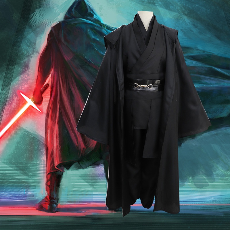 Star Wars Jedi Costume Men's Tunic Hooded Robe Full Set Halloween Cosplay Costume Cloak Set ...