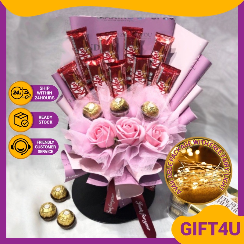 D2 Chocolate Bouquet Balloon Fairy Flower Bouquet Gift Box Coklat Bunga ...