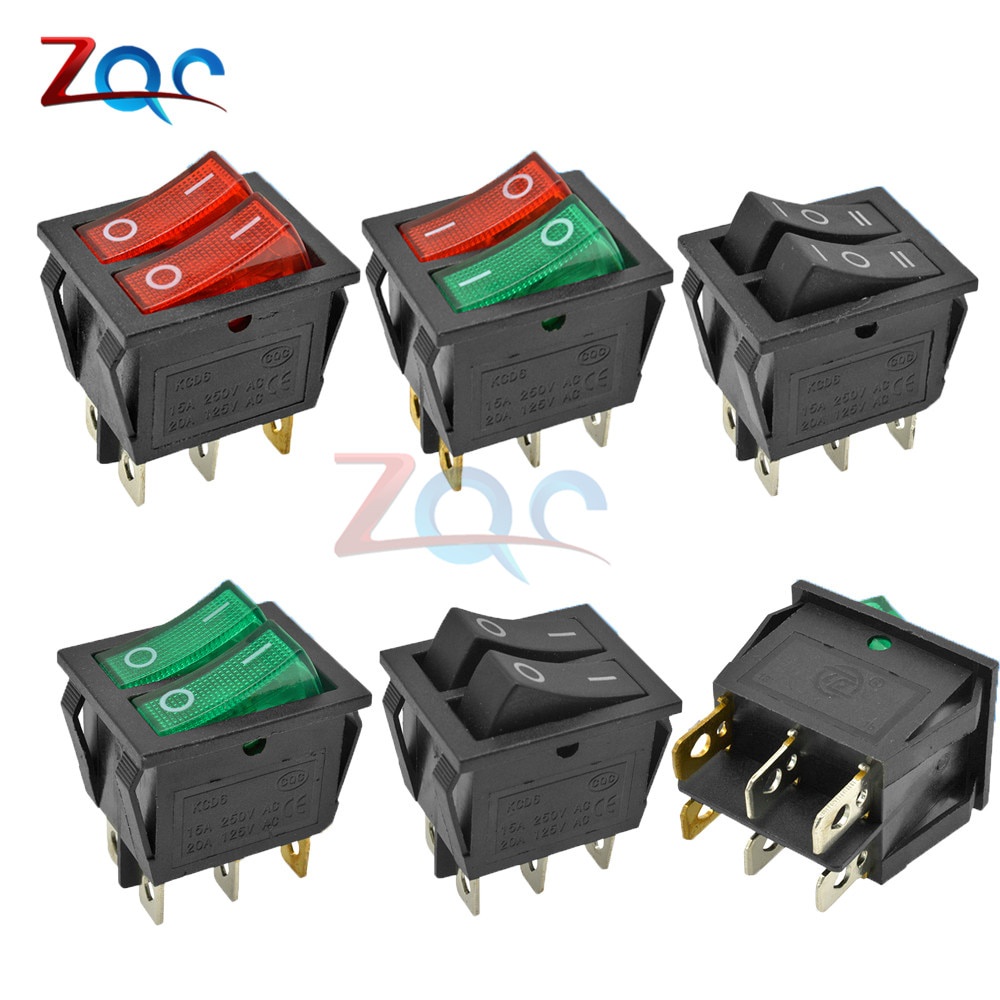 KCD6 Dual Rocker Switch ON-OFF 2 3 Position 6 4 pin 6Pin 4pin ...