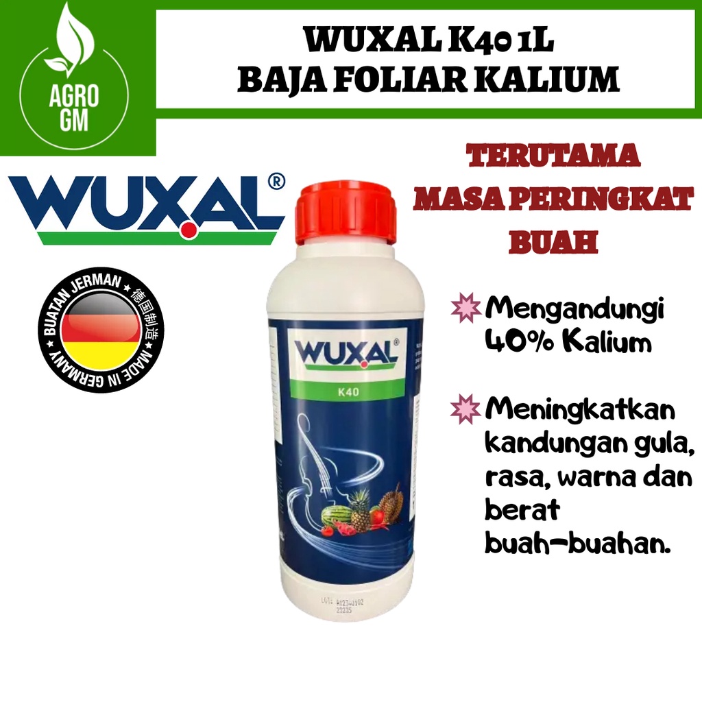 (+-1.57kg/1L) Baja Foliar Air Kalium Wuxal K40 Peringkat Buah | Shopee ...