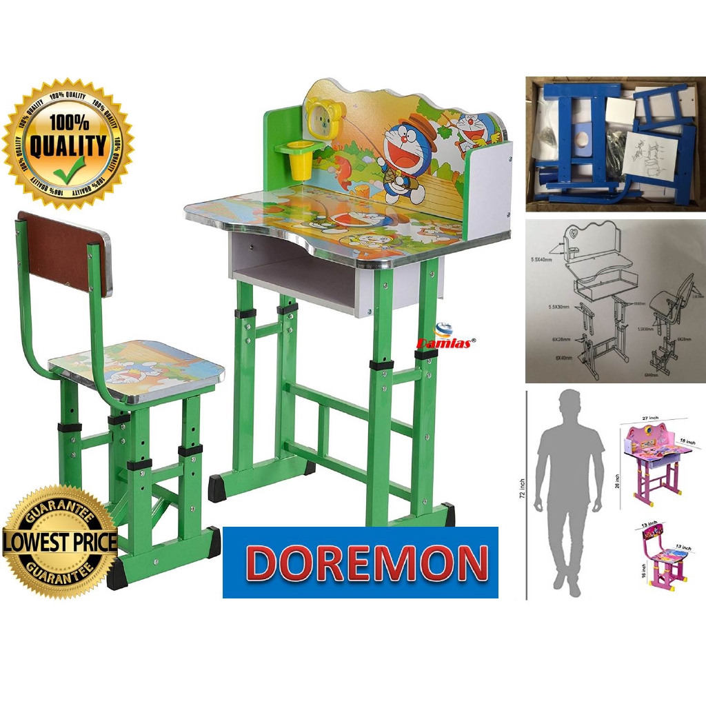 Set Meja Belajar / Study Table with Cartoon Theme [ GREEN DOREMON ...