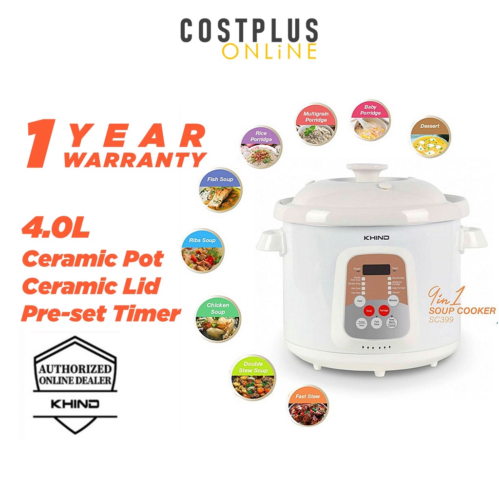 (Bubbblewrap) Khind SC399 9 in 1 Soup Cooker 4L - STEW / PORRIDGE ...