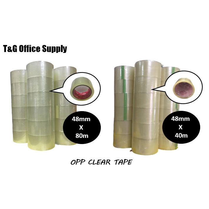 OPP Clear Tape 48mm x 80m OR 48mm x 40m (Clear Transparent Packaging Tape / Pita Pelekat OPP ...