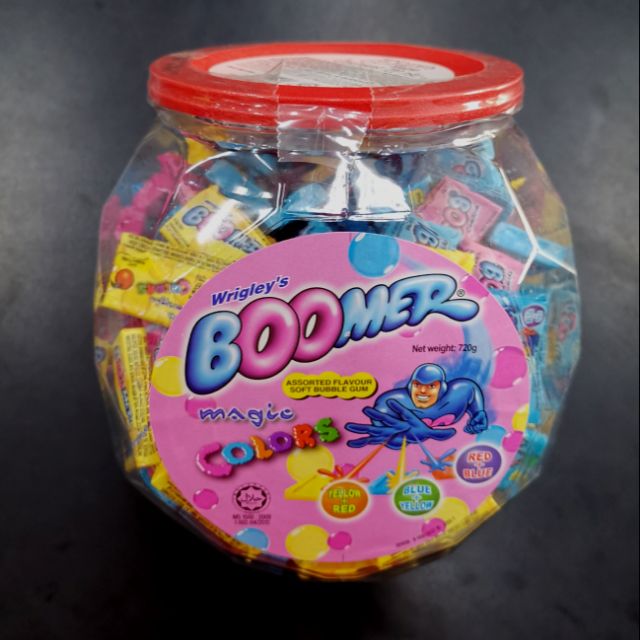 [675G] WRIGLEY'S BOOMER JAR CHEWING GUM MAGIC COLORS ASSORTED FLAVOR SOFT BUBBLE GUM BOOMER ...