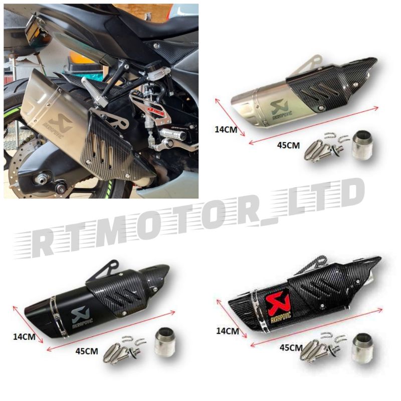 AKRA 51MM MUFFLER BOX R1M DESIGN BLACK SILVER CARBON R25 V1 V2 NINJA250 ...