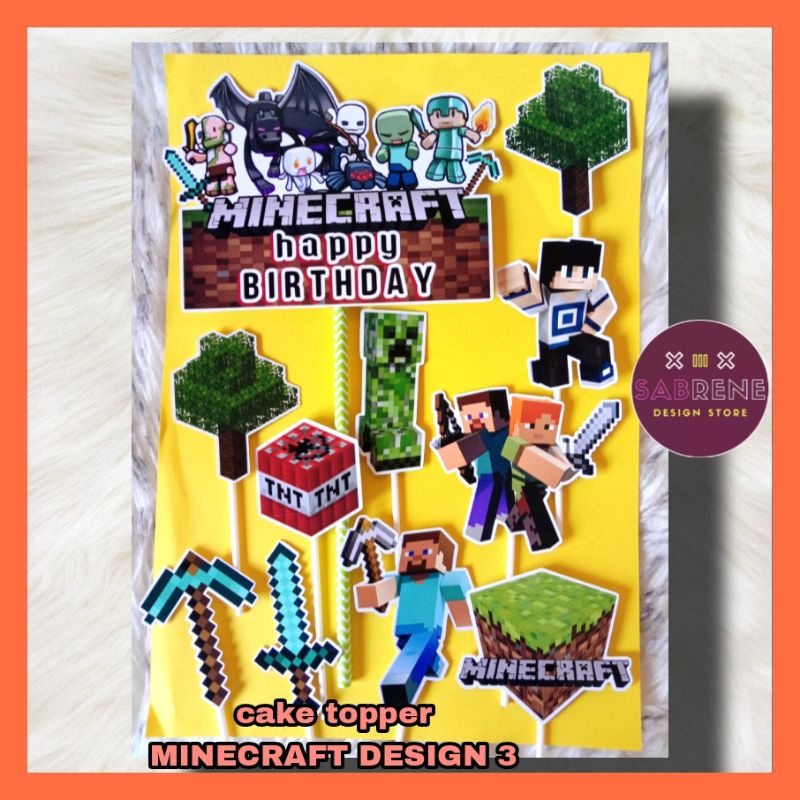 Cake Topper MINECRAFT DESIGN 3 Ready Stock | Shopee Malaysia