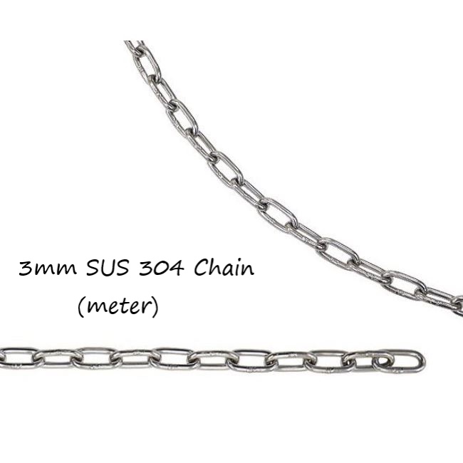 3MM 304 Stainless Steel Chain (meter) / Rantai Tidak Berkarat | Shopee ...