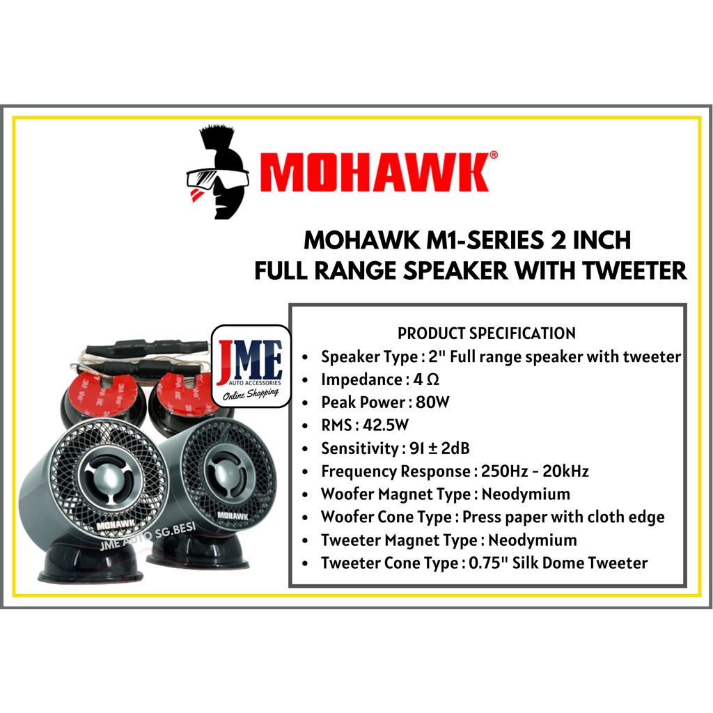 [INSTALLATION] MOHAWK SILVER M1 SERIES / R 2" INCH 2-WAY FULL RANGE SPEAKER / WITH TWEETER ...