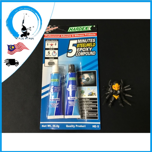Hardex HE-5 2Ton Gum 5 Minutes Steelweld Epoxy Compound 56.8g | Shopee ...