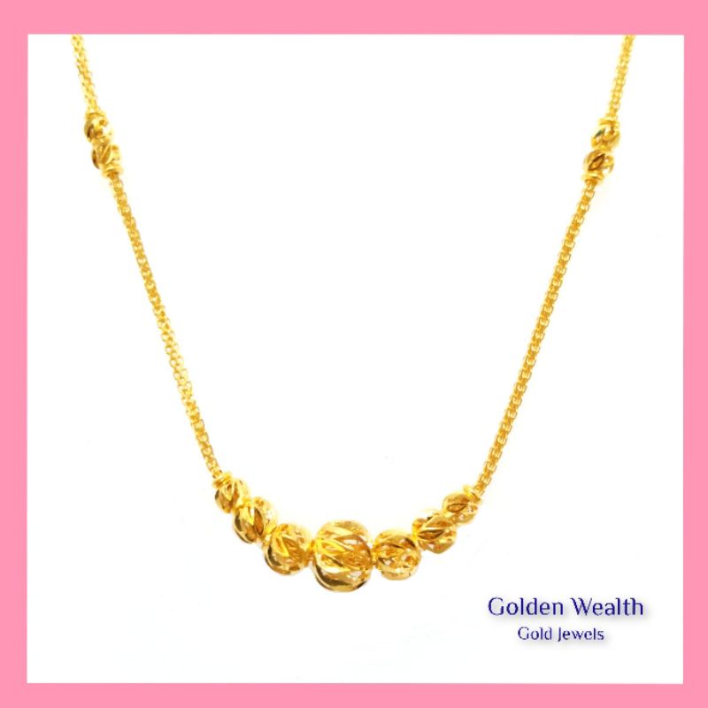 916 Solid Gold Necklace With Beads Rantai Leher Emas 916🌈 | Shopee Malaysia