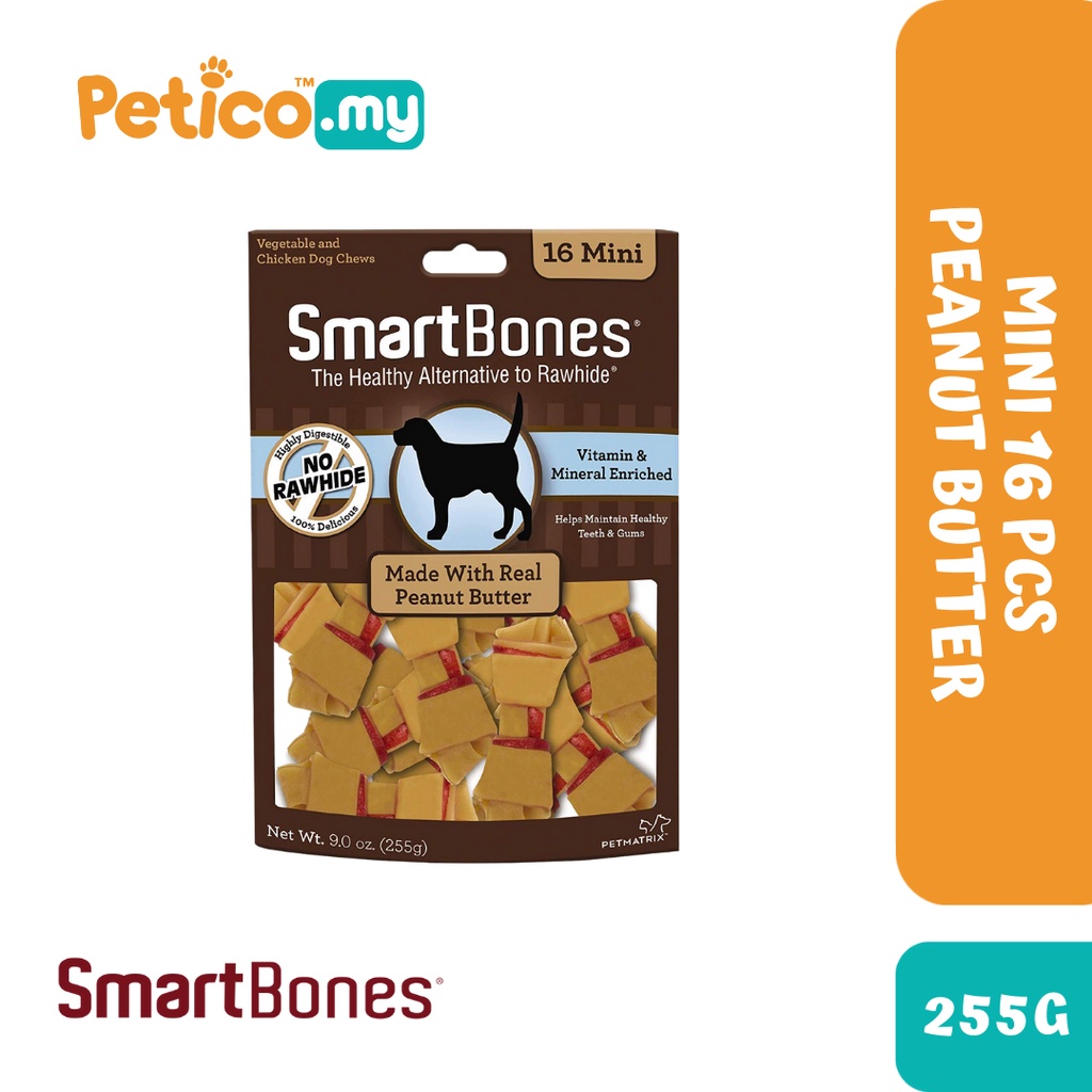 Smartbones Mini 16 sticks Dog Treat 255g (Sweet Potato/ Chicken/ Peanut ...