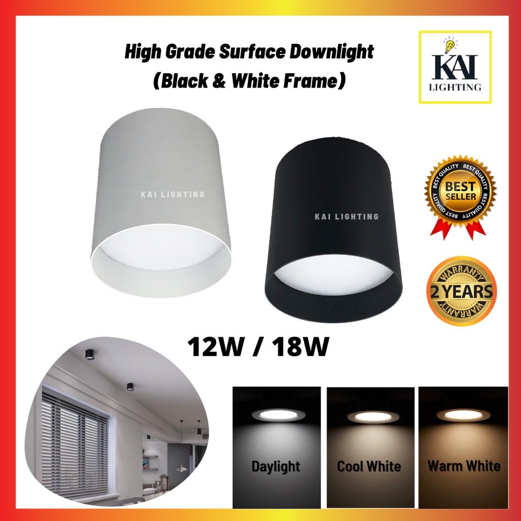 Surface LED Ceiling Light 12W 18W Small Milo Tin Downlight Round Black ...