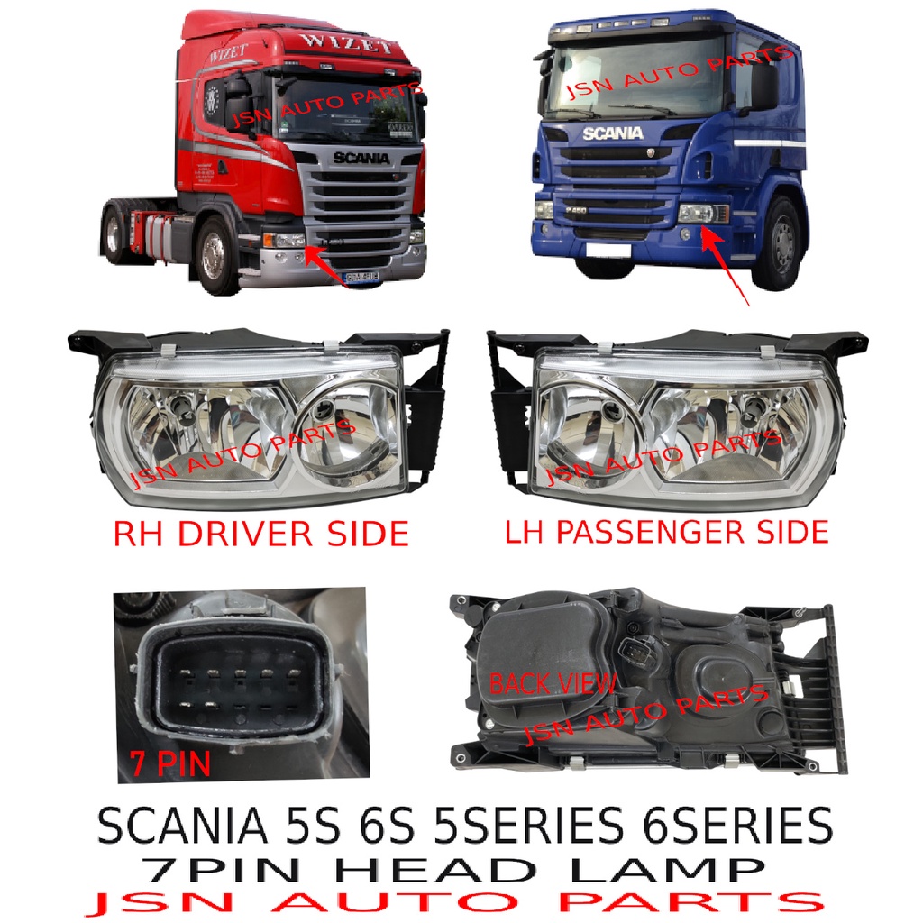 J111S18 HEAD LAMP SCANIA 5S 6S 7PIN USE BULB H1 H7 | Shopee Malaysia