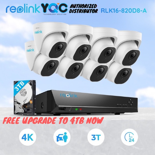 Reolink RLK16-820D8-A 4TB Smart PoE 4K NVR 16-Channel Security Camera ...