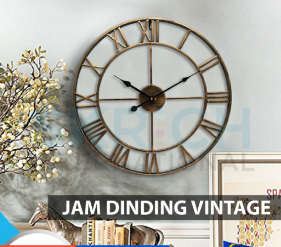 Modern large Jam Dinding Vintage Wall Clock Metal Classic Roman besar ...