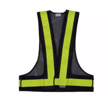 High Quality Black Safety Coat with Green V-Shape Vest Reflective Strip ...