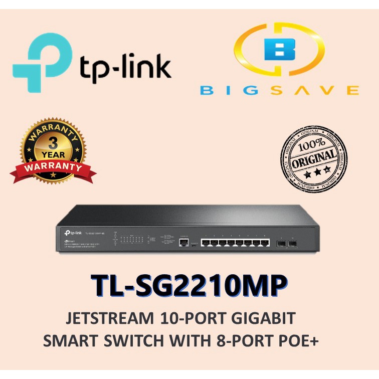 TP-LINK TL-SG2210MP JETSTREAM™ 10-PORT GIGABIT SMART SWITCH WITH 8-PORT ...