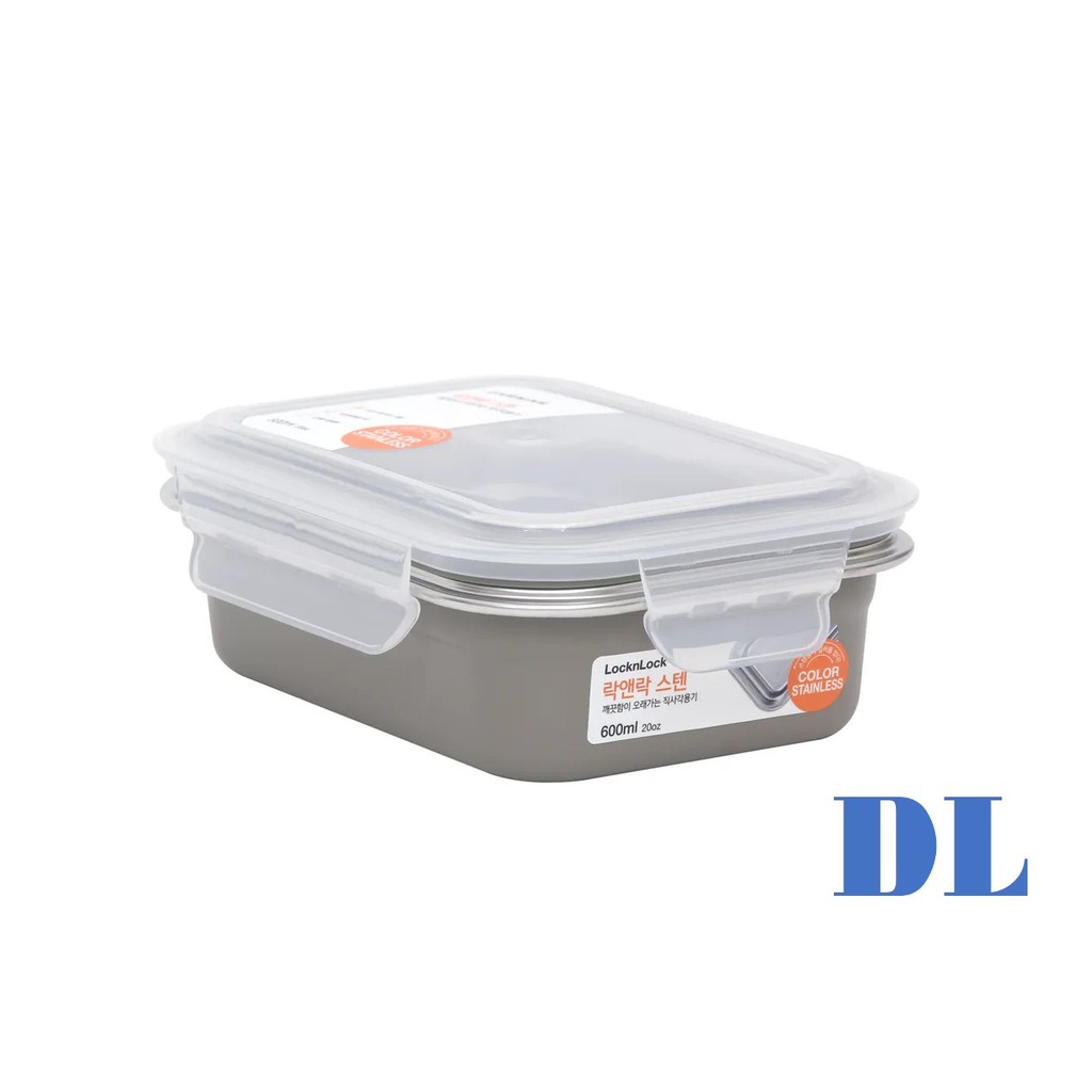 [💯Authentic] LocknLock LST503GRY COLOR STAINLESS STEEL CONTAINER 600ML ...