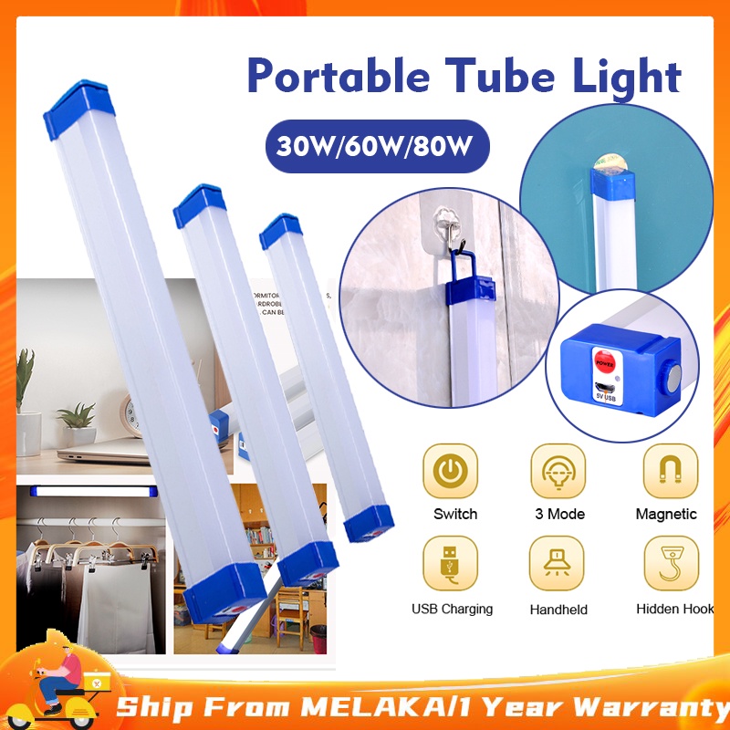 17CM-52CM LED Light Tube 30w 60w 80w Portable USB Rechargeable ...