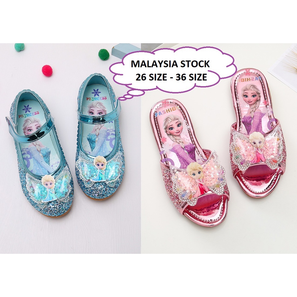 🐳Kids Princess High Heel Shoes Frozen Elsa Fashion Girls Leather ...