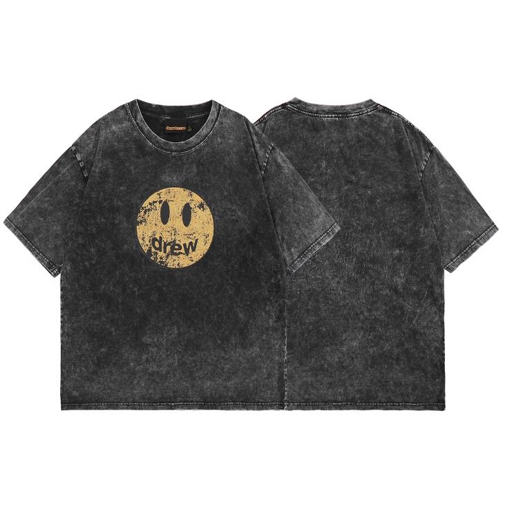High-End Street 2 T-Shirt DREW Smiley Print New Style Vintage Men Women ...