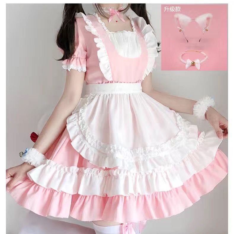 Pink cat maid outfit lolita soft girl dress loli maid uniform cosplay ...