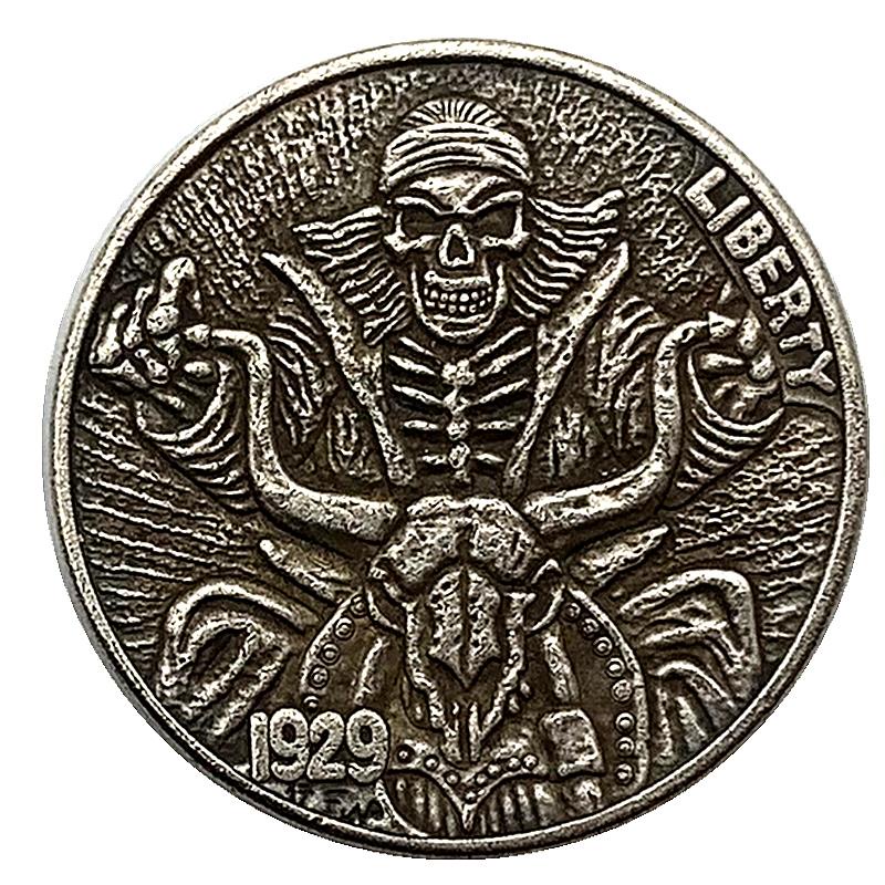 1929 Wandering Skeleton Knight Antique Copper Old Silver Medal ...