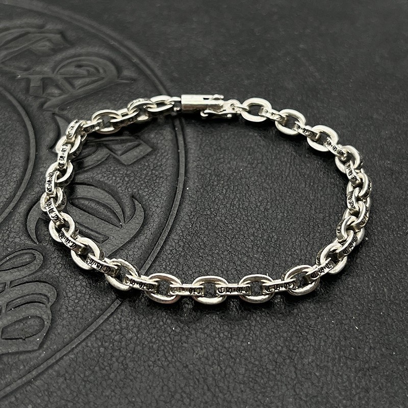 Sterling Silver 925 Letter Insert Bracelet Vintage Punk Style Cuban ...