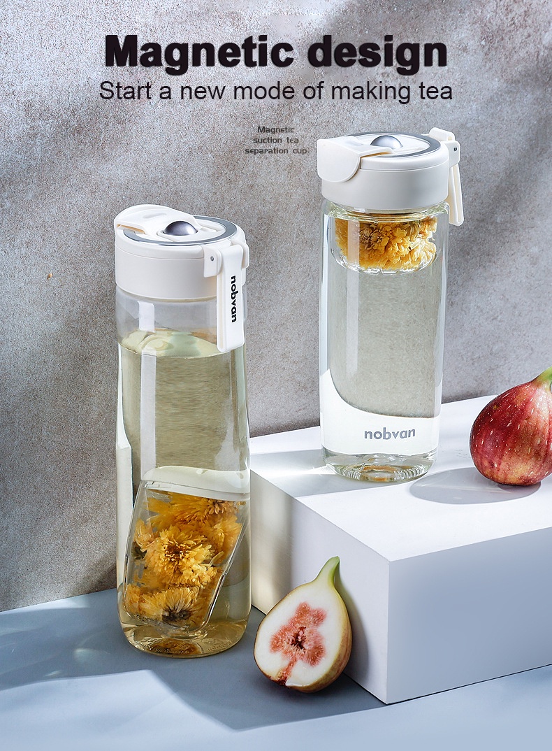 NOVBAN Magnetic ball tea cup tritan 1200ML large capacity tea separator cup BPA FREE High ...