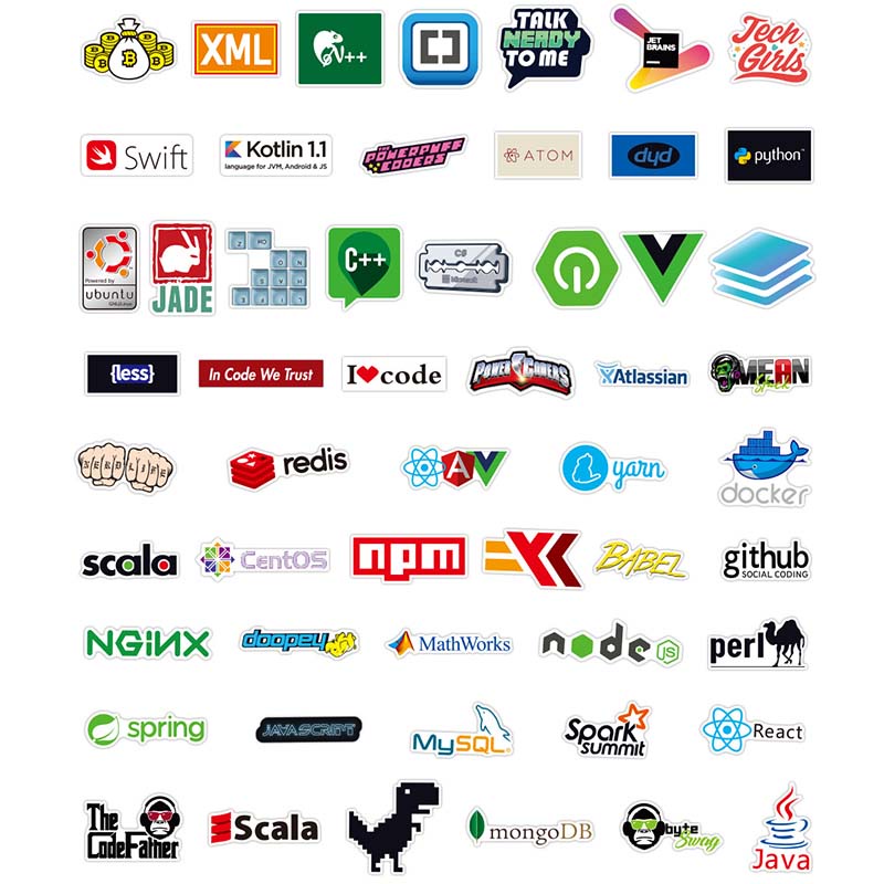 105pcs Programmer Sticker Laptop Tech Developer Decals C# C++,Pyt Pack ...